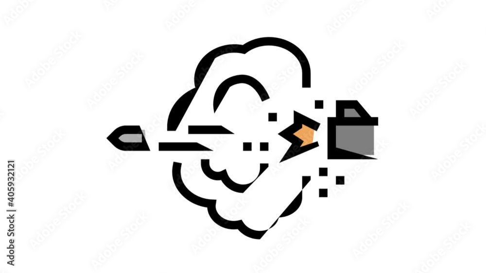 Vidéo Stock bullet expelling from gun barrel animated color icon ...