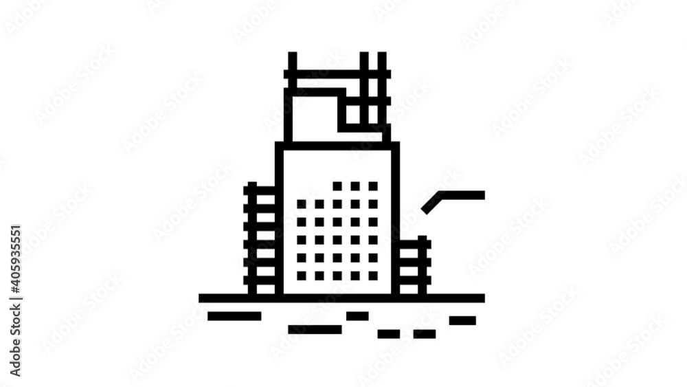 building engineering animated black icon. building engineering sign ...