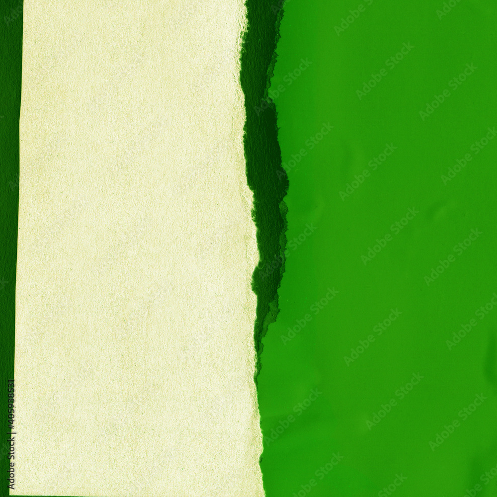 Green torn paper collage close-up. Texture made from various paper and ...