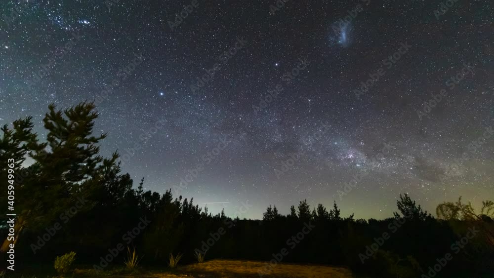 The stars moving around the night in an amazing dark sky inside an ...