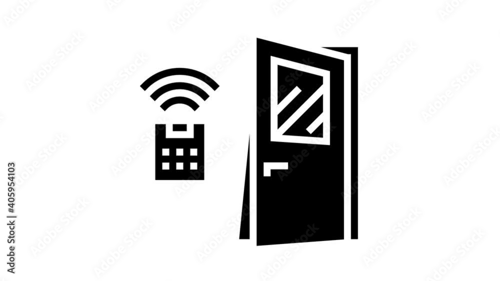 access system smart home, remote open door animated glyph icon. access ...