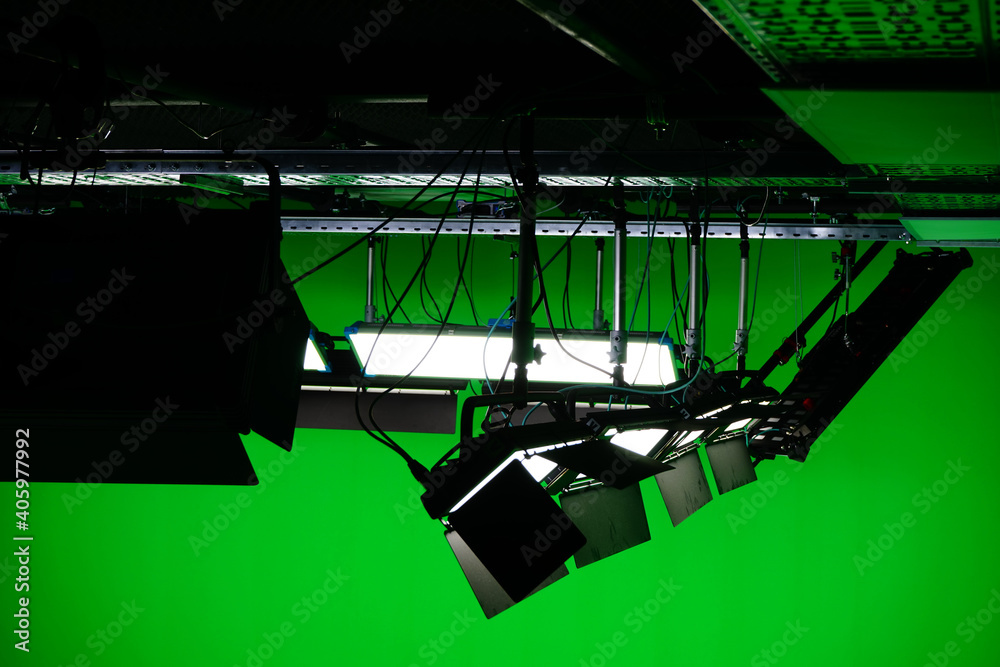 Arri lights in green screen studio for virtual production and vfx Stock ...