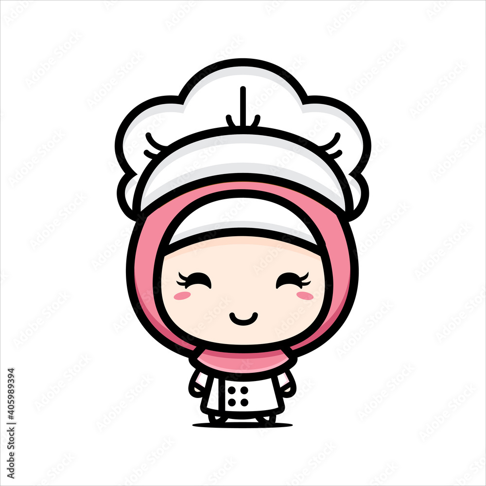 Design cute girl character as a chef Stock Vector | Adobe Stock