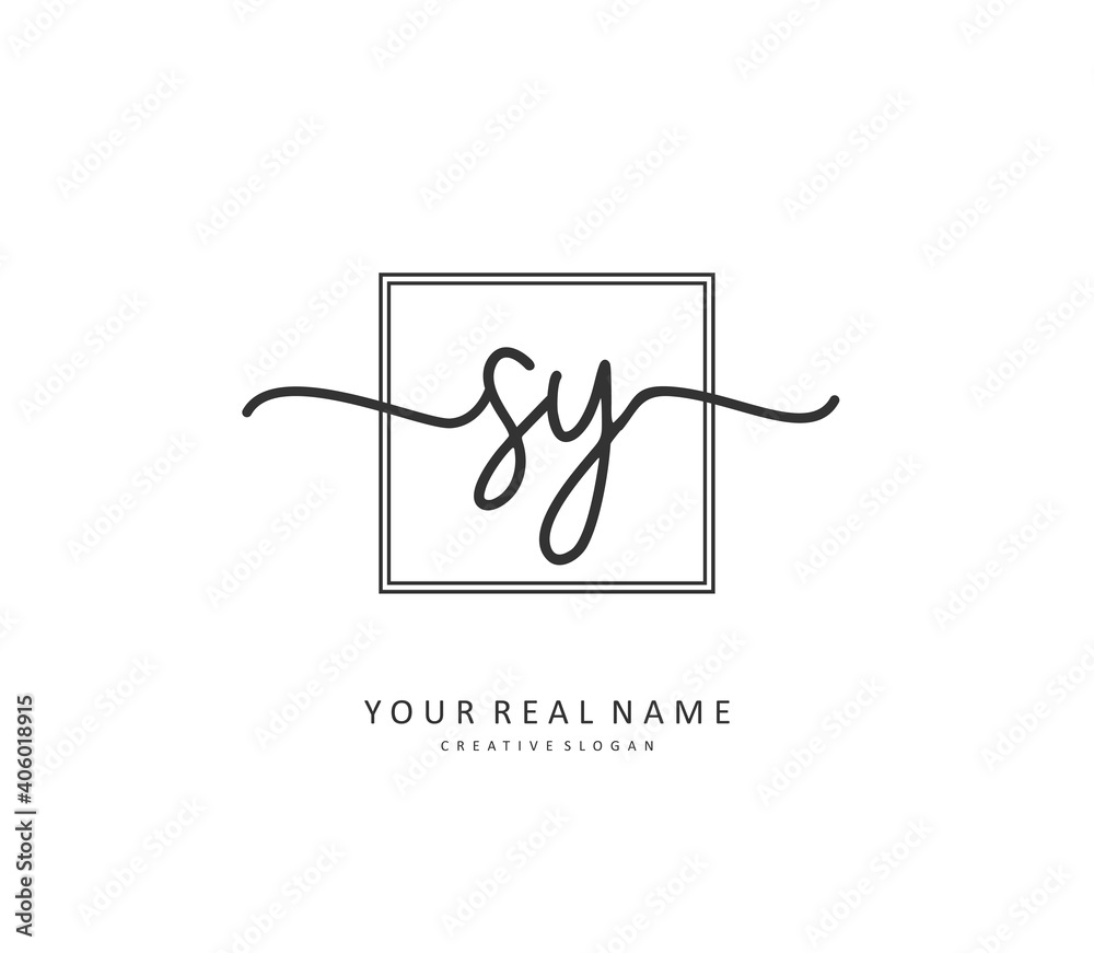 SY Initial letter handwriting and signature logo. A concept handwriting ...