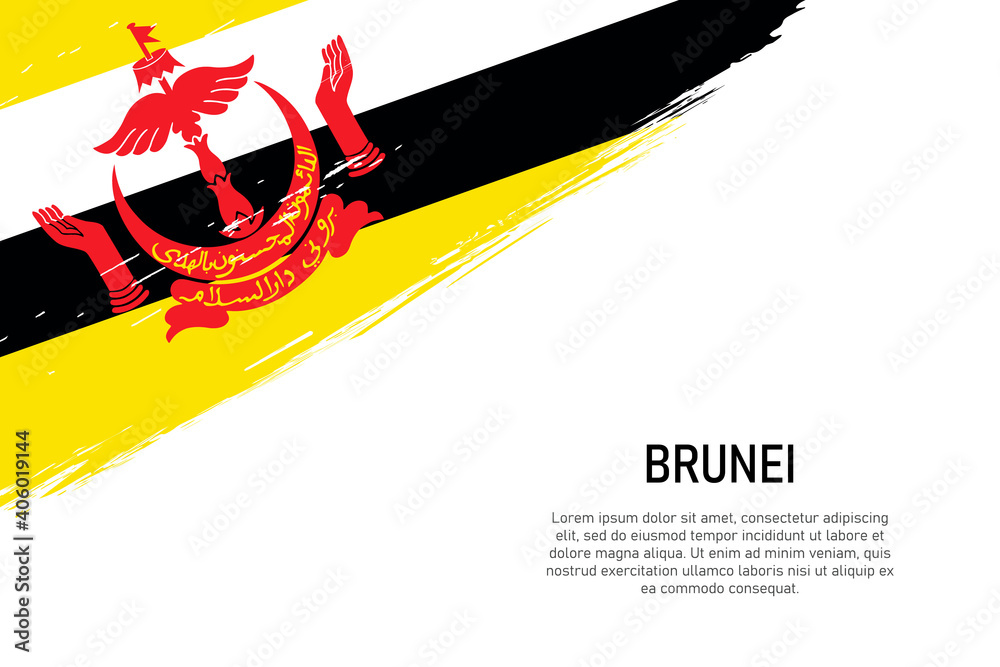 Grunge styled brush stroke background with flag of Brunei Stock Vector ...
