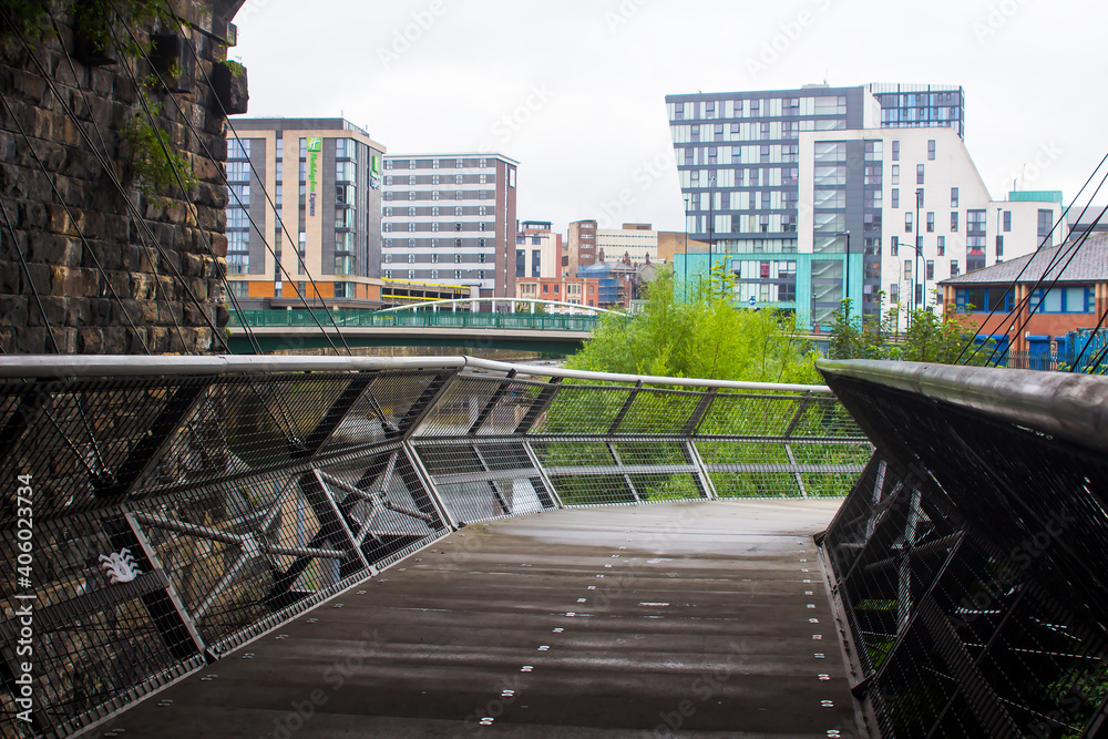 7 July 2020 A view of downtown Sheffield England looking from Cobweb ...