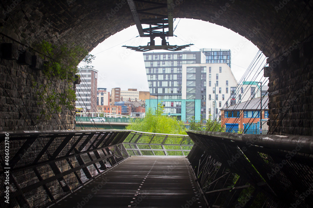 7 July 2020 A view of downtown Sheffield England looking from Cobweb ...
