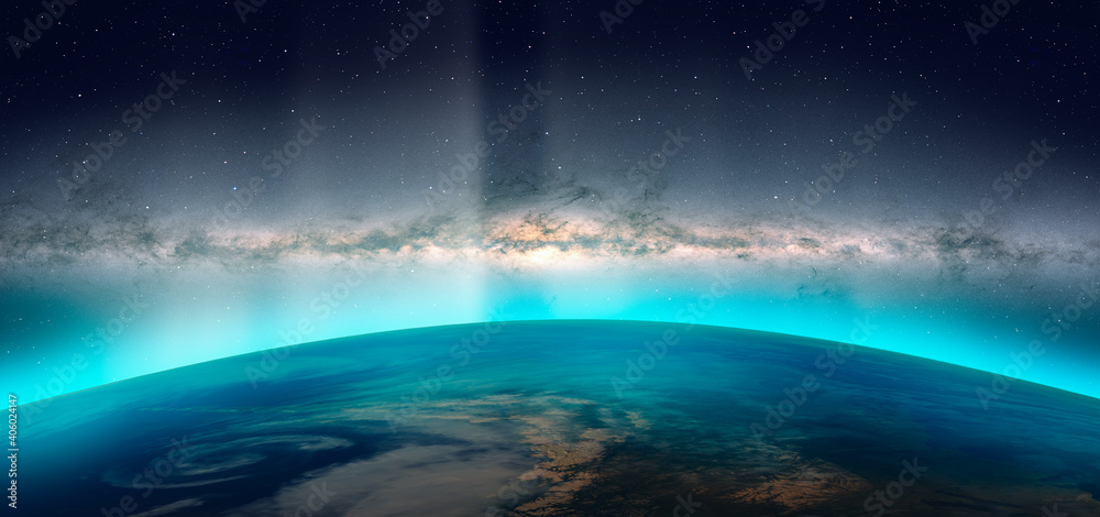 Northern lights aurora borealis over planet Earth "Elements of this ...