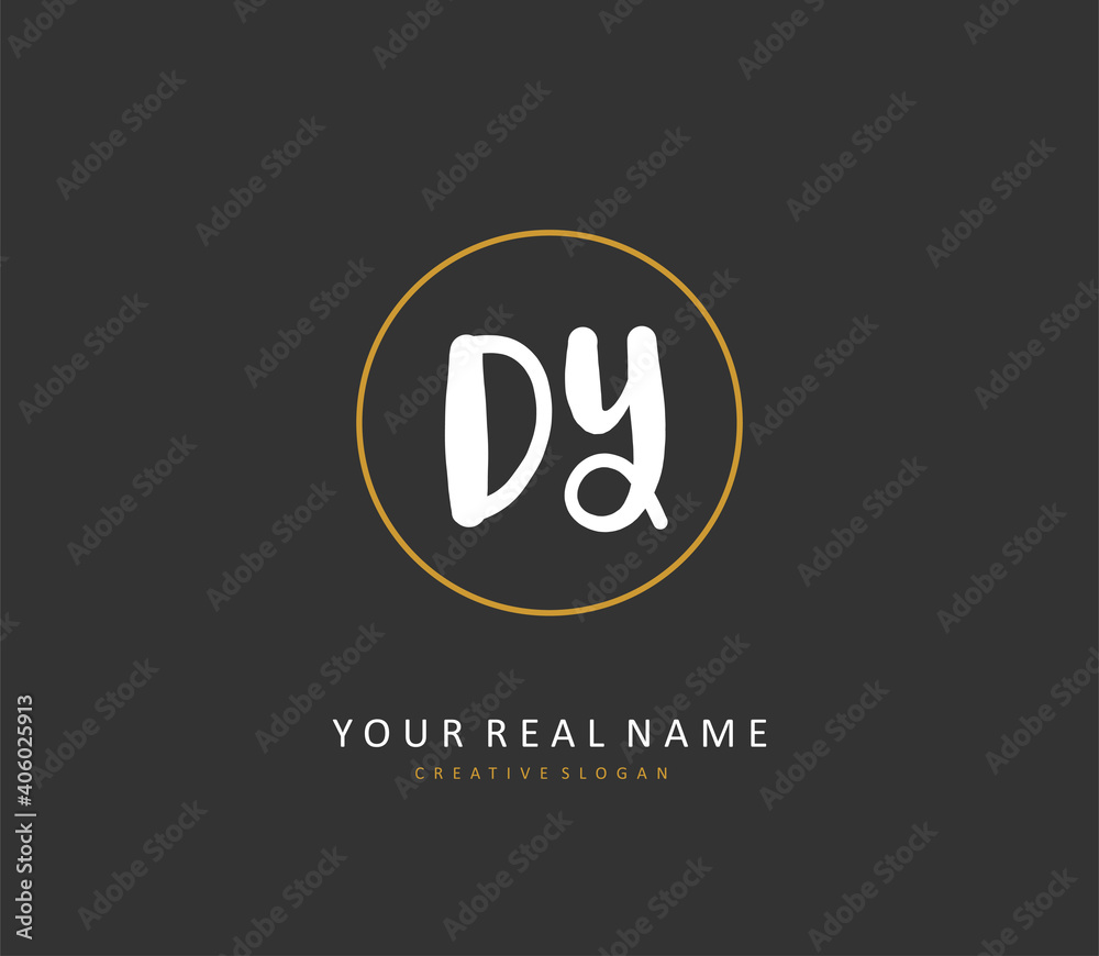 DY Initial letter handwriting and signature logo. A concept handwriting ...