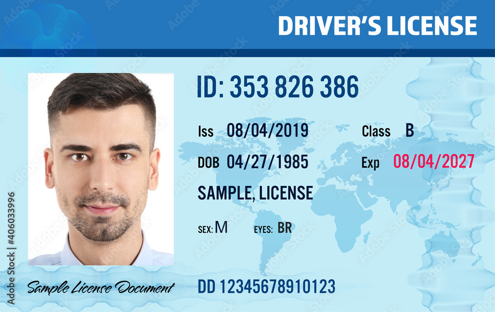 Sample of modern driver's license, front view Stock Photo | Adobe Stock