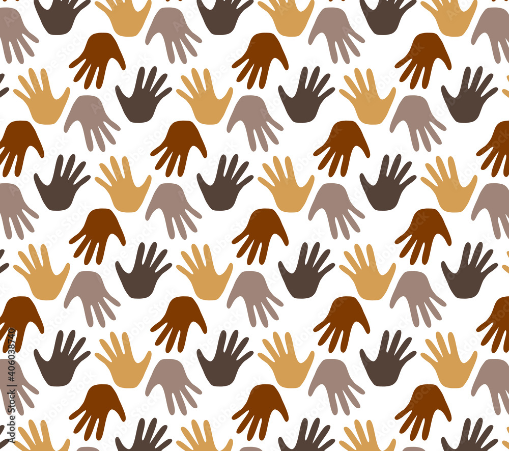vector of pattern of prints of human palms. human hands of different ...