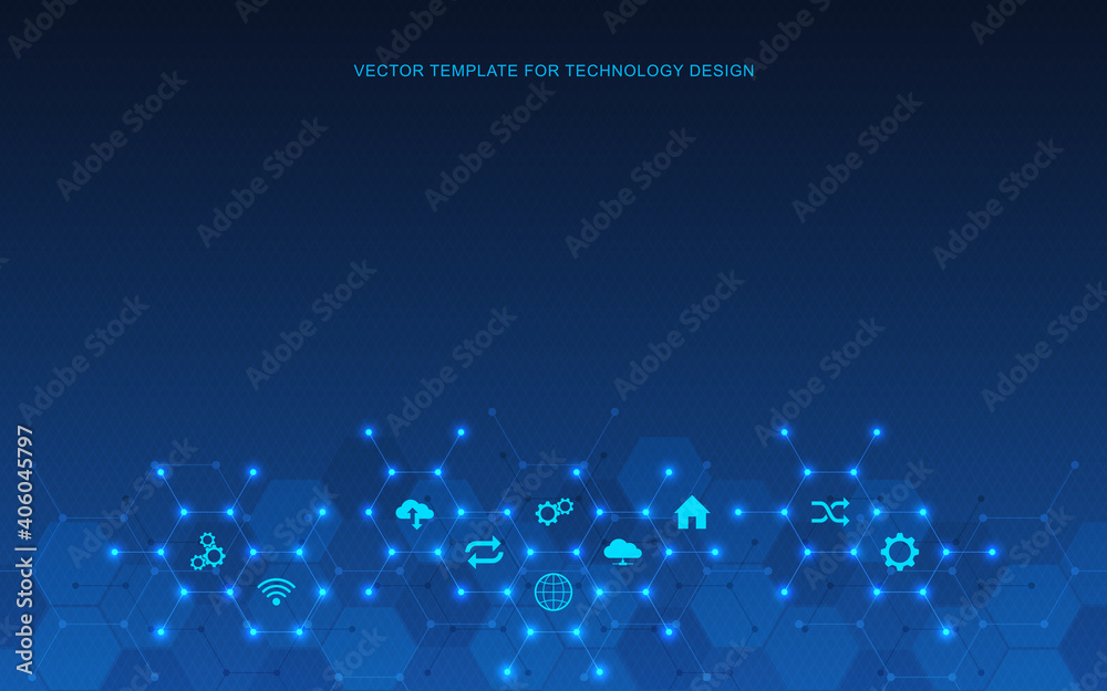 Technological background with flat icons and symbols. Concept and idea for the internet of ...