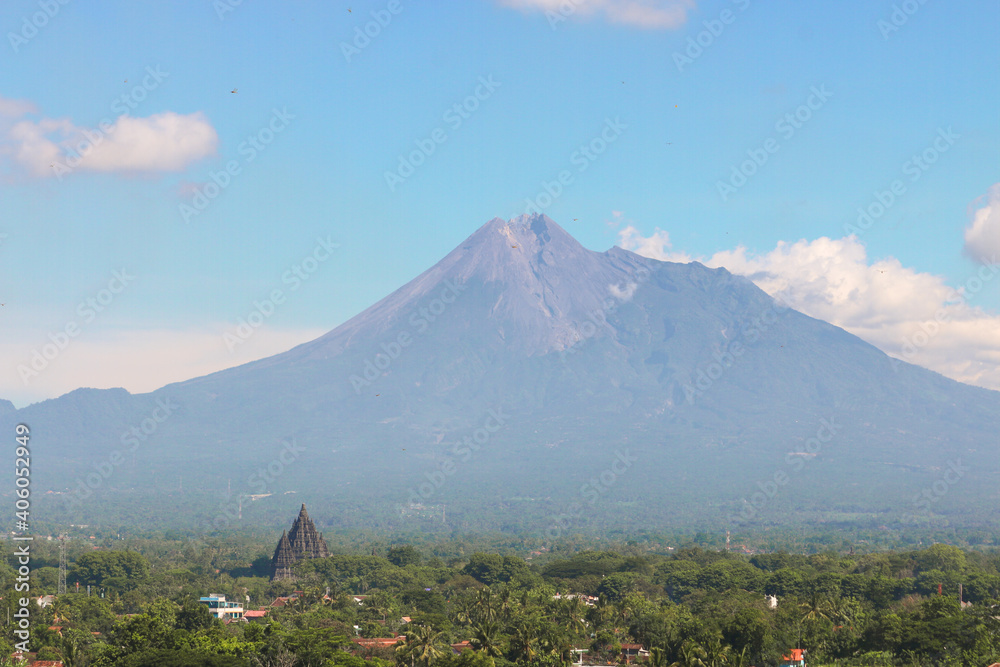 Mount Merapi in Yogyakarta, Indonesia Volcano Landscape View with ...