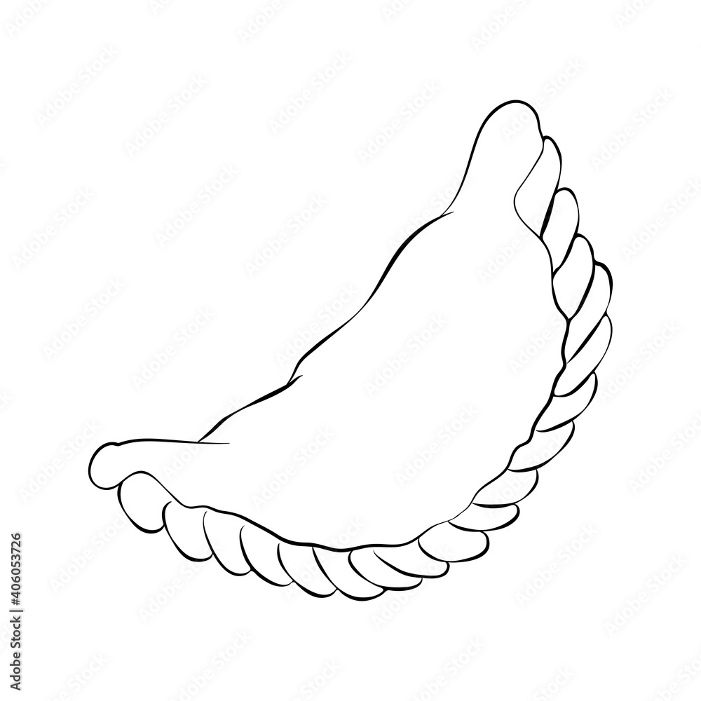 outline icon of fried traditional pastry stuffed with meat, cheese ...