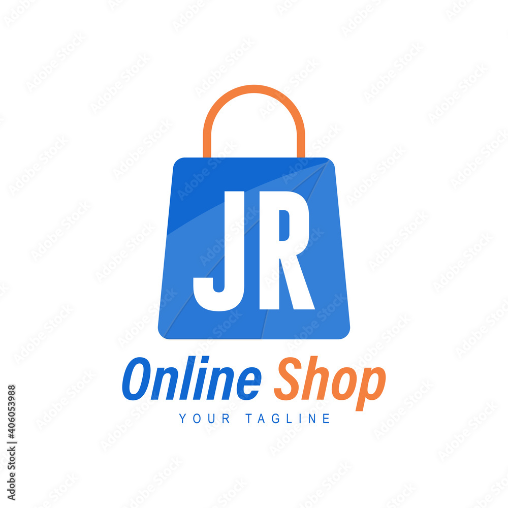 JR Letter Logo Design with Shopping Bag Icon. The concept of a modern ...