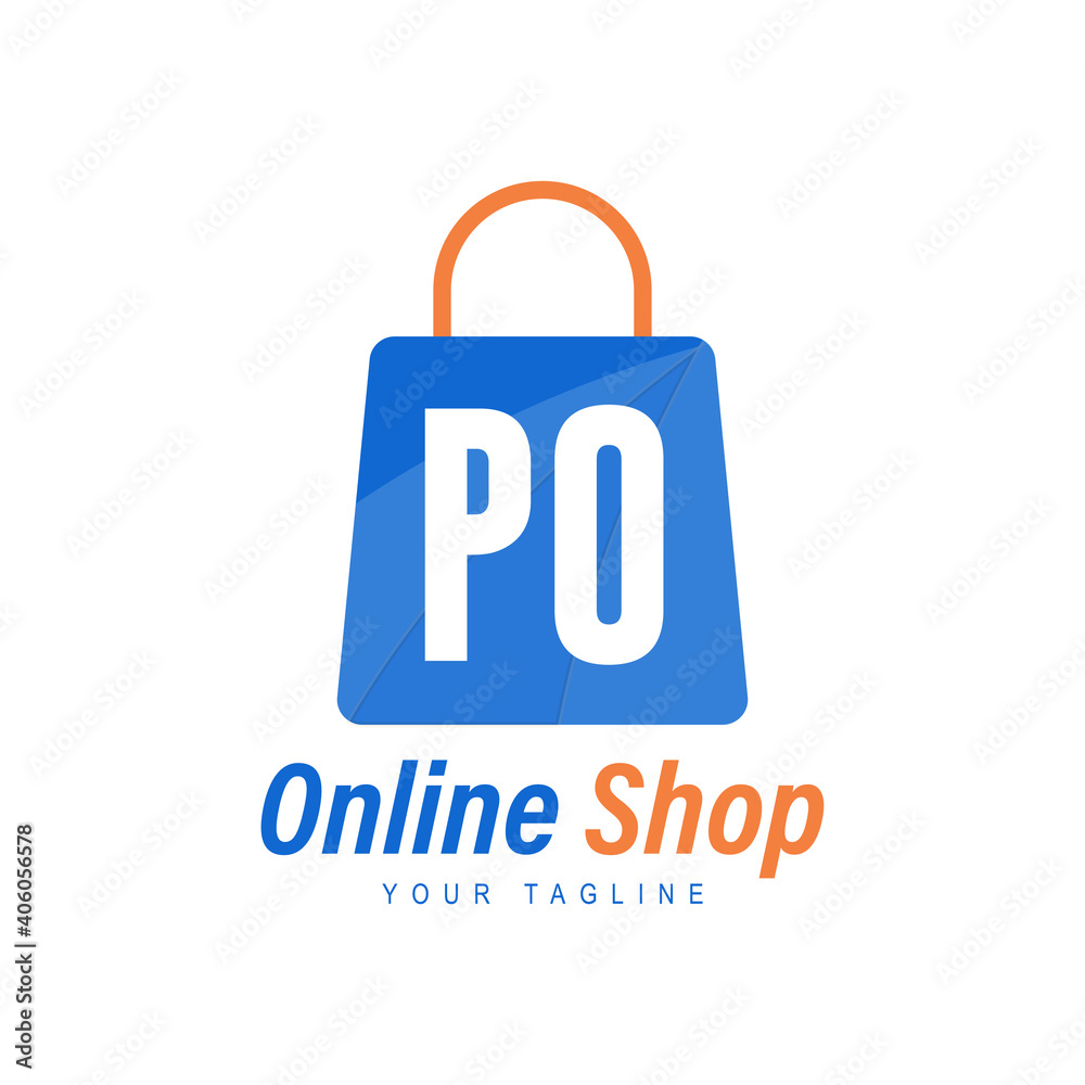 PO Letter Logo Design with Shopping Bag Icon. The concept of a modern ...