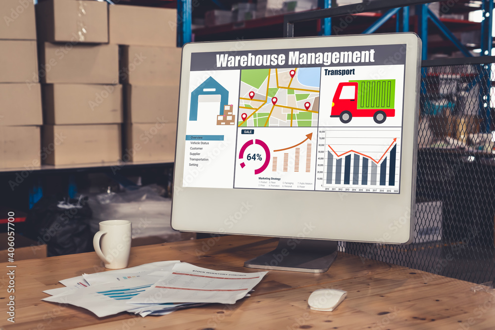 Warehouse management software application in computer for real time ...