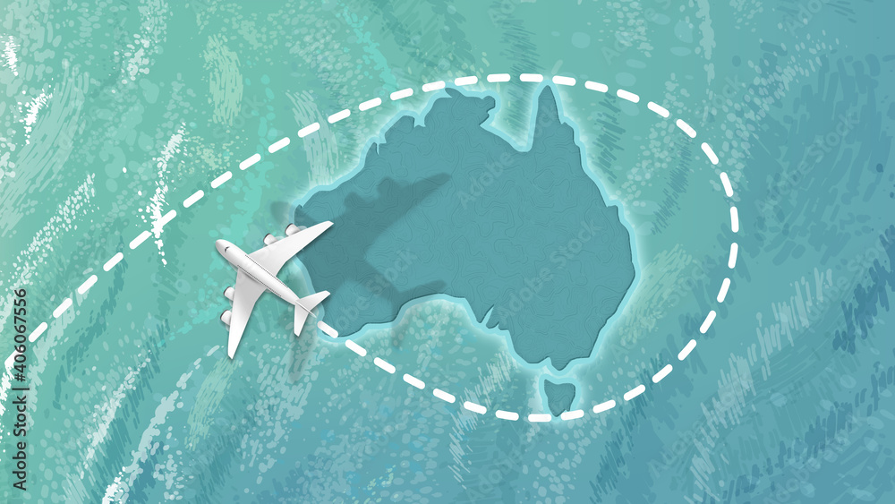 airplane flying on australia Map Travel visit discover australia 8K ...