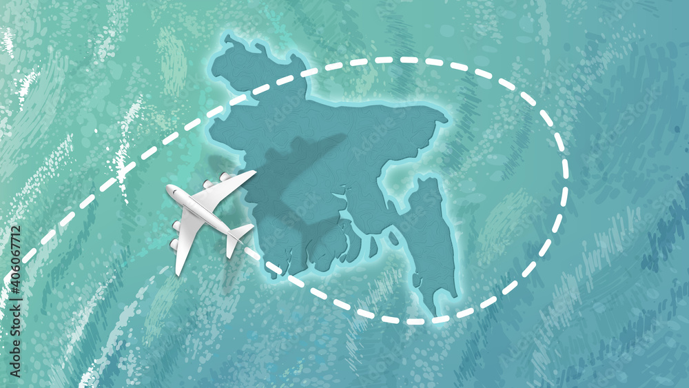 airplane flying on bangladesh Map Travel visit discover bangladesh 8K ...