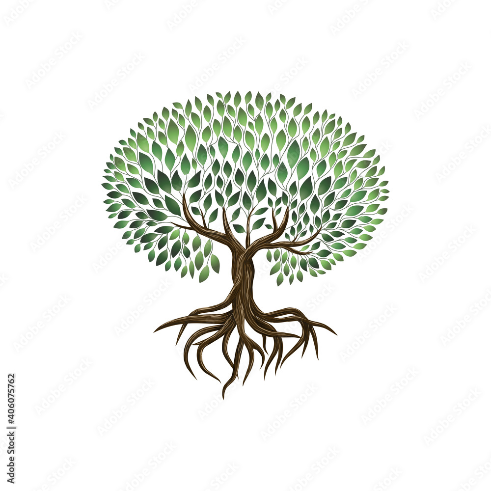 abstract vibrant tree logo and roots design illustration Stock Vector ...