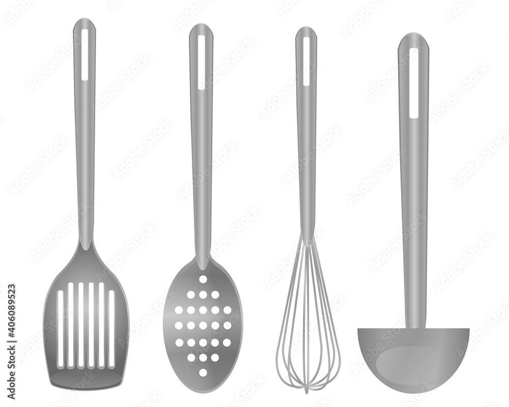 Cooking tools set isolated monochrome vector illustration Stock Vector ...