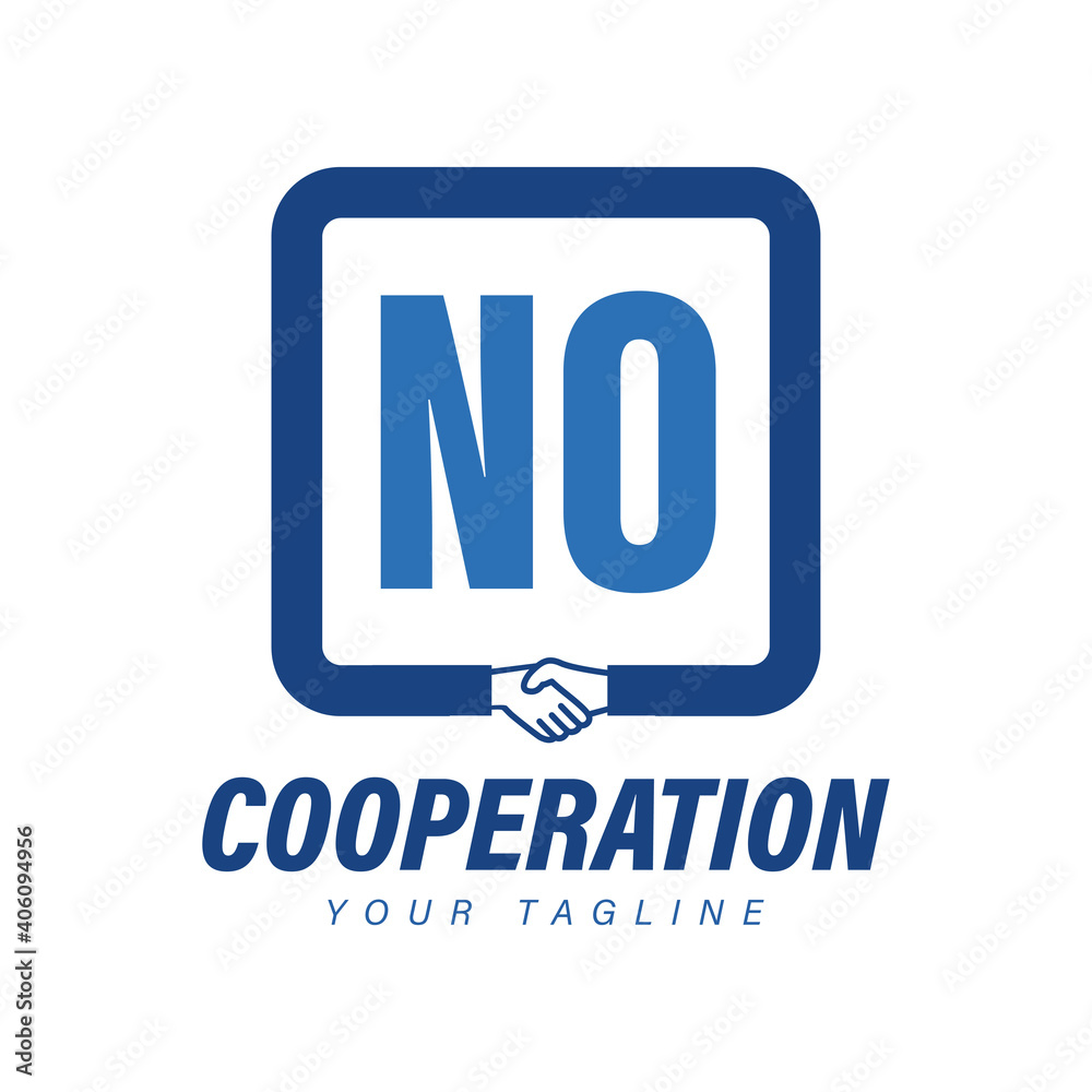 NO Letter Logo Design with Hand Shake Icon, Modern Cooperation Logo ...