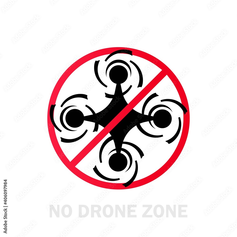No drone zoneicon in black. No quadcopter sign. Uav logo. Vector EPS 10 ...