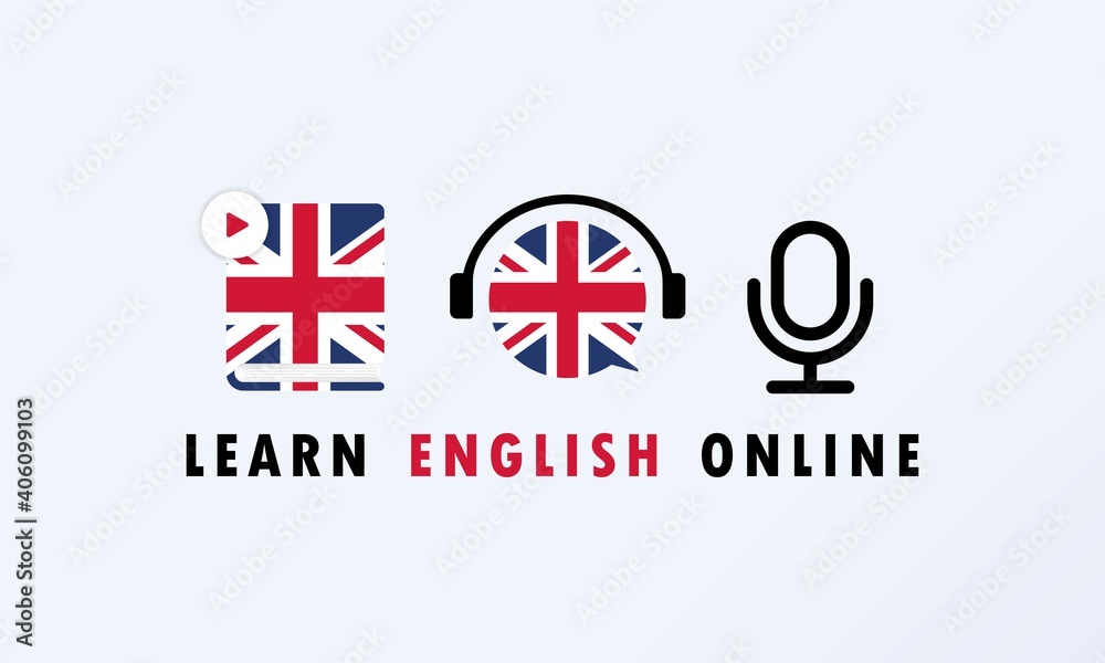Learn English online banner. Digital course. Online education. Online ...