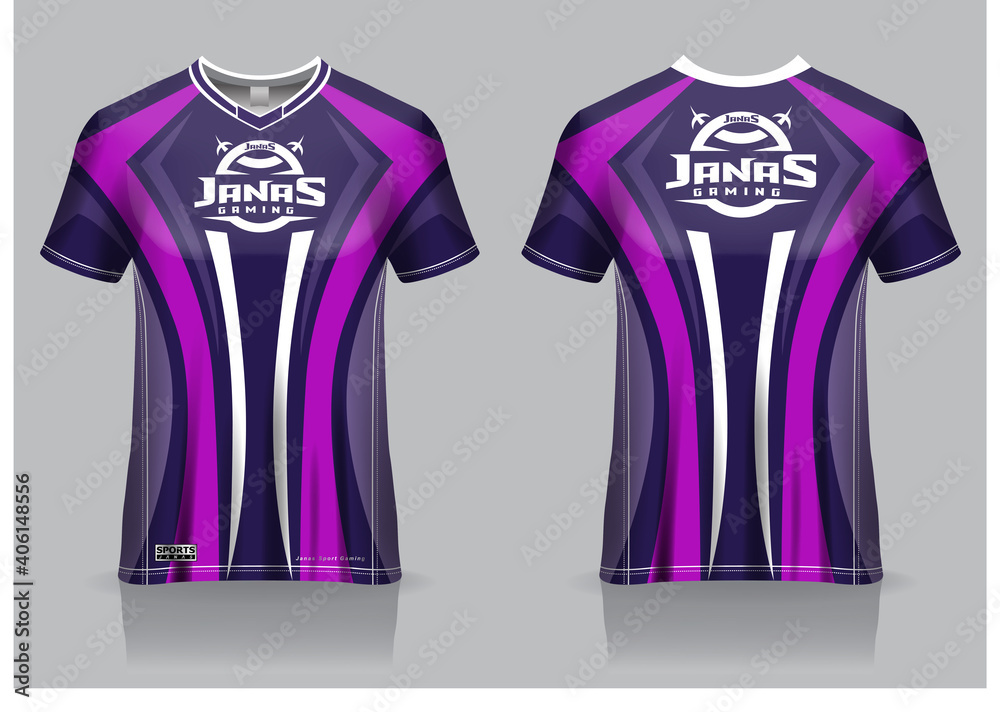 Esport gaming t shirt jersey template, uniform, front and back view ...