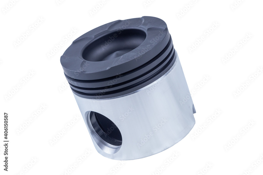composite steel piston for truck, on white isolated background Stock ...