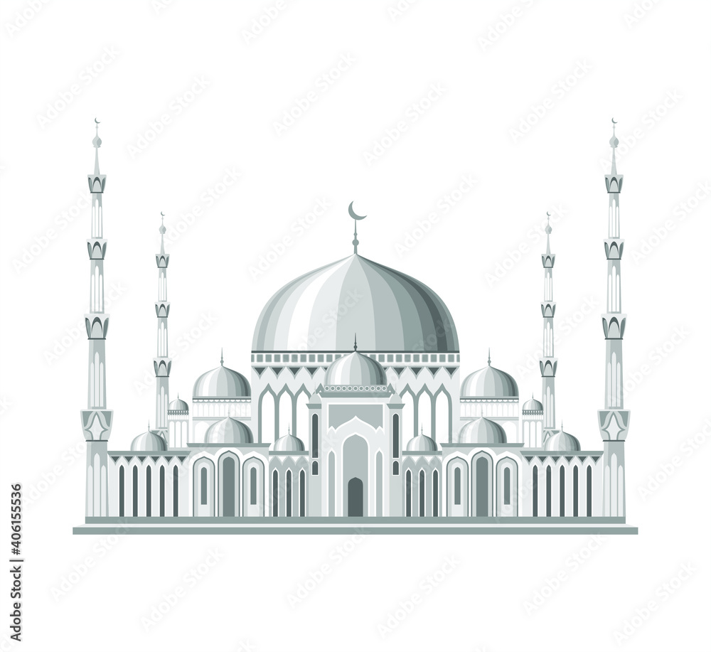 Beautiful and fabulous Muslim temple mosque. Vector graphics of ...