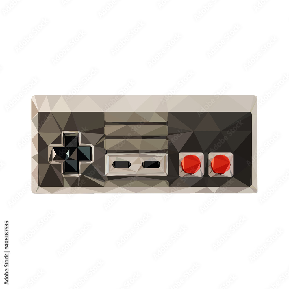 Old school Grey Hand controller 8-bit low polygon artistic design ...