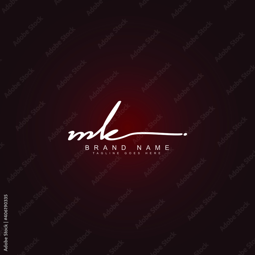 MK Signature Logo - Hand Drawn Logo for Initial Letter M and K Stock ...