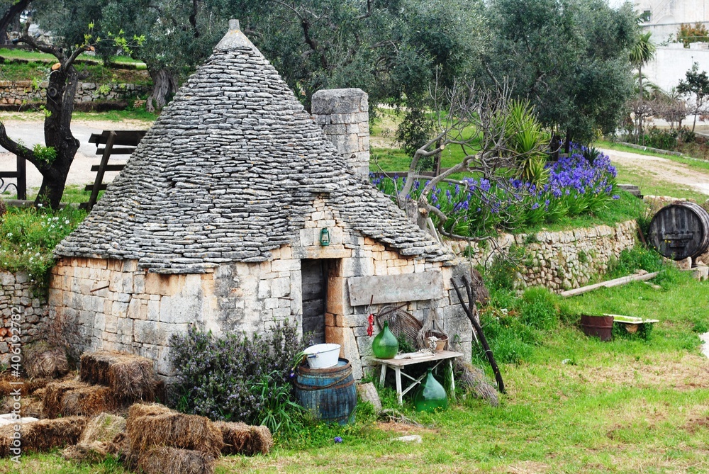 A Trullo traditional, stone, conical house in Alberobello, Bari, Italy ...