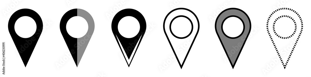 Vector set of location points icons. Map points icons set. Location ...