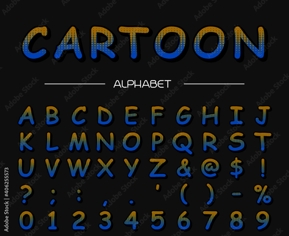 Cartoon alphabet. Vector font. Stock Vector | Adobe Stock