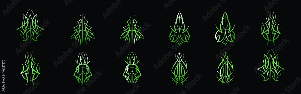 set of pinstripes cartoon icon design template with various models ...