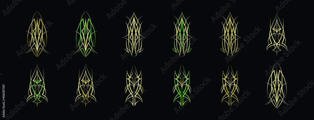 set of pinstripes cartoon icon design template with various models ...