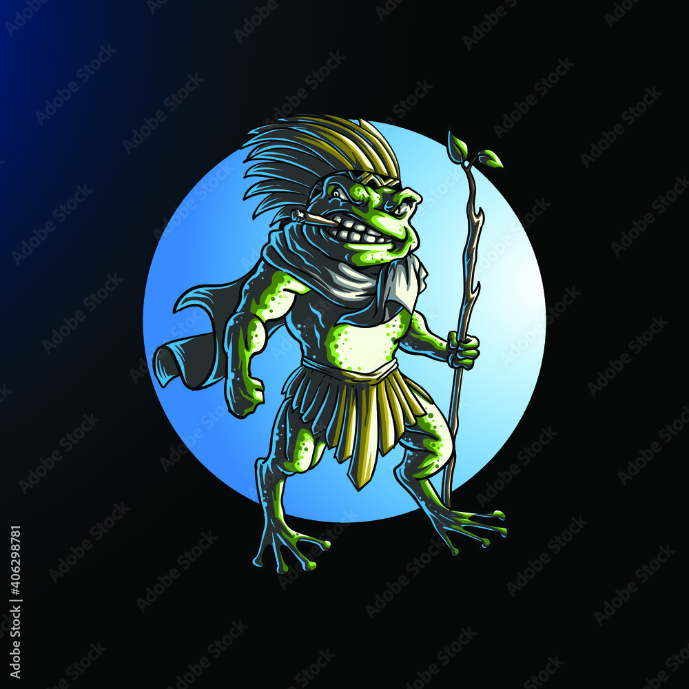 strong frog cartoon vector illustration Stock Vector | Adobe Stock