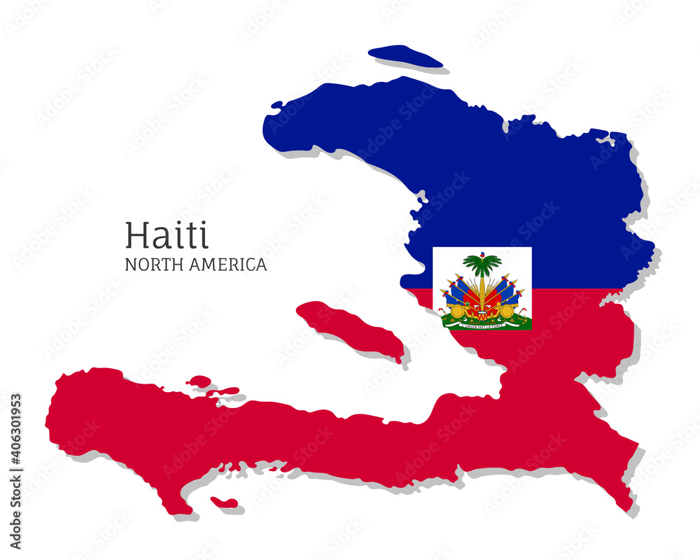 Map of Haiti with national flag. Highly detailed editable map of Haiti ...