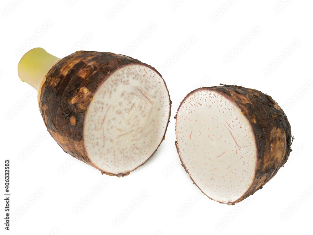 Sweet taro root, Satoimo potatoes or sliced of taro (Yautia Lila ...