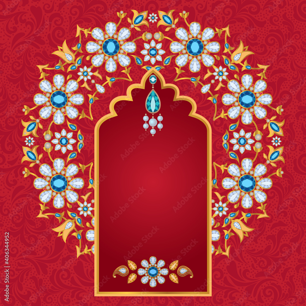 Greeting card in Indian style Stock Vector | Adobe Stock