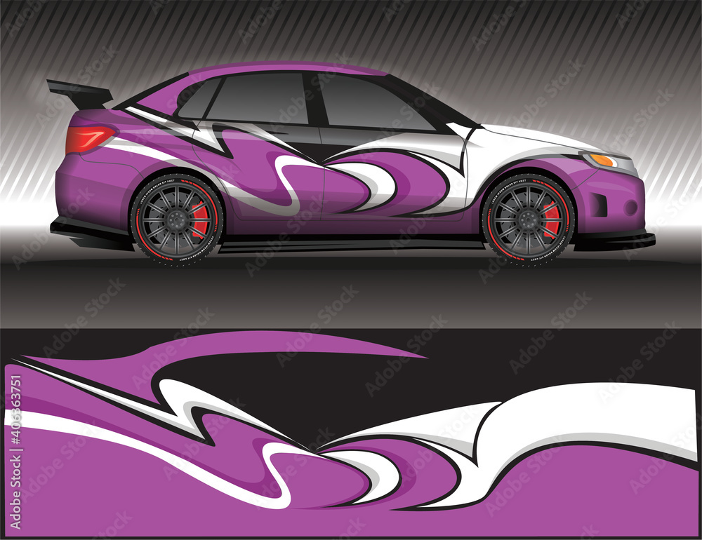 Car livery wrap decal, rally race style vector illustration abstract ...