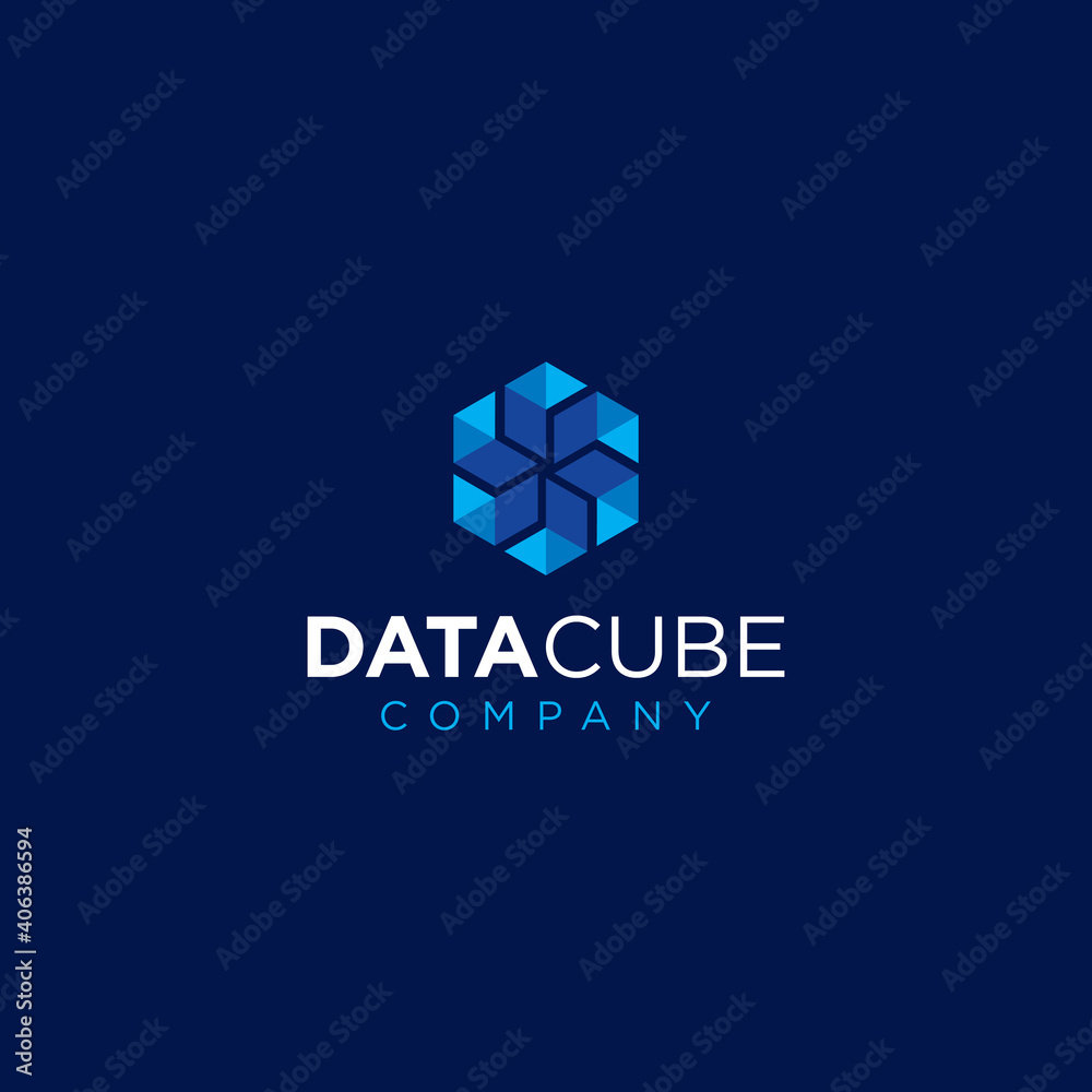 Modern cloud logo. Data cube logo design. cube geometric logo vector ...