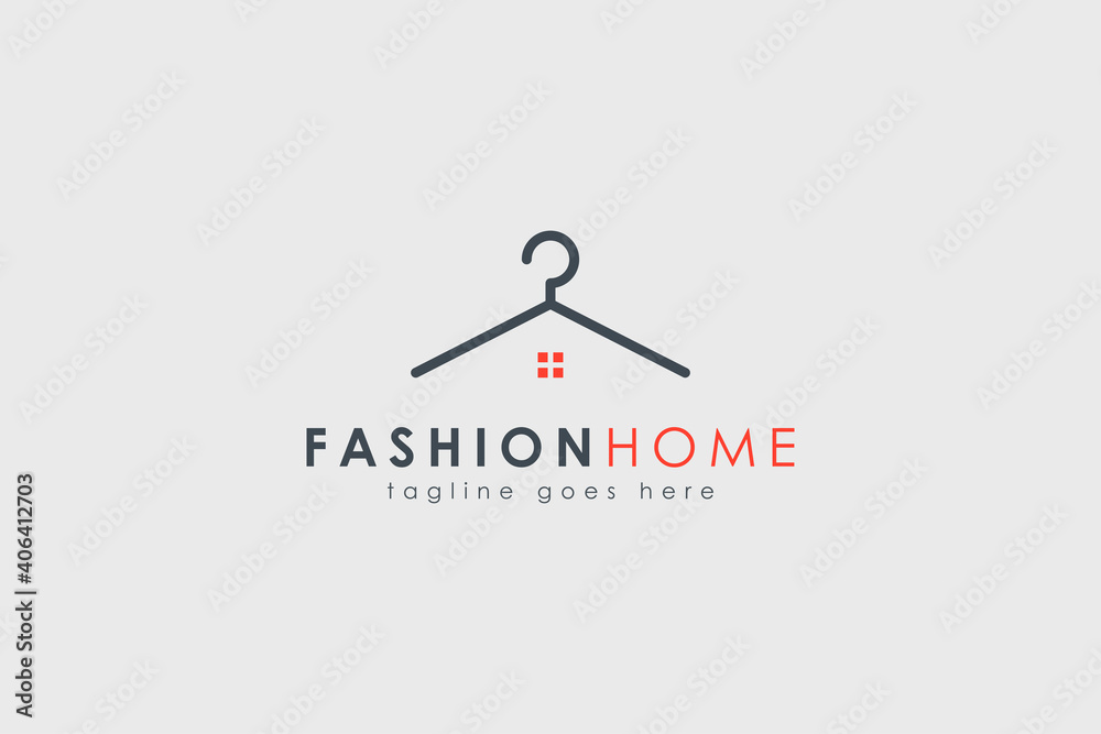 Fashion Home Logo. Clothes Hanger Line Icon with House Symbol ...