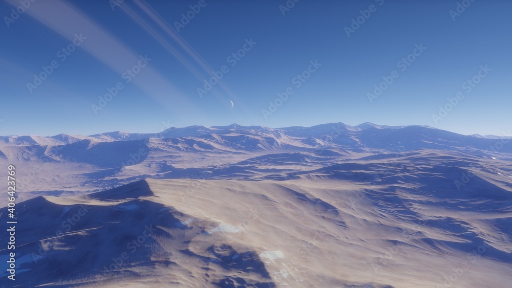 beautiful view from an exoplanet, a view from an alien planet, a ...