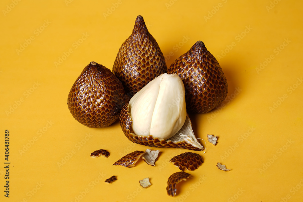 Thorny palm fruits (salak) is a scaly fruit like a snake, usually eaten ...