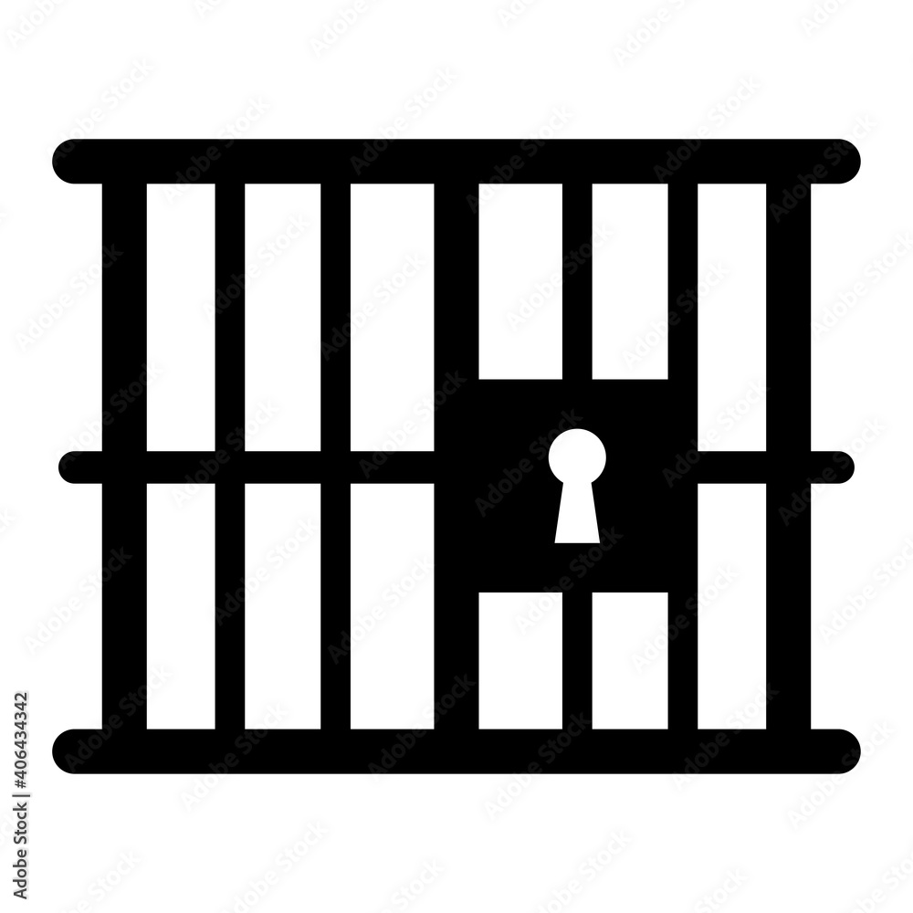 Vecteur Stock Prison or jail silhouette symbol. Metal cage with bars ...