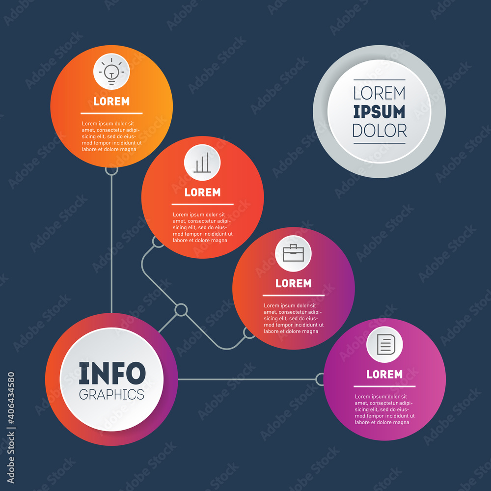Business presentation concept with 4 options. Web design template. Info ...