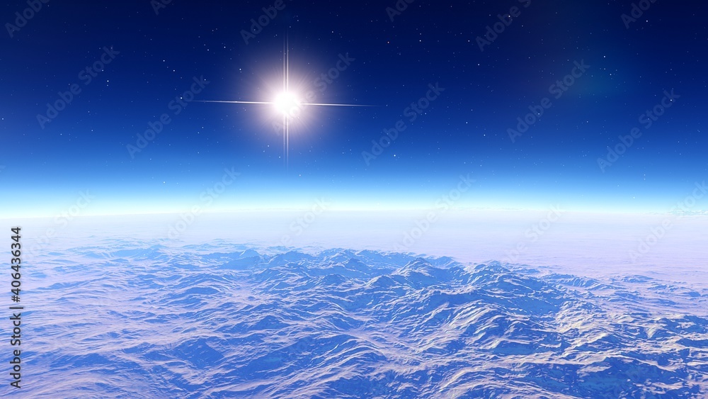 Ilustrace „realistic surface of an alien planet, view from the surface ...